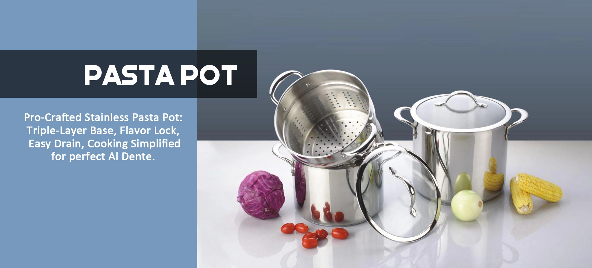 Stainless Steel Pasta Pot | Pasta Cooker with Strainer